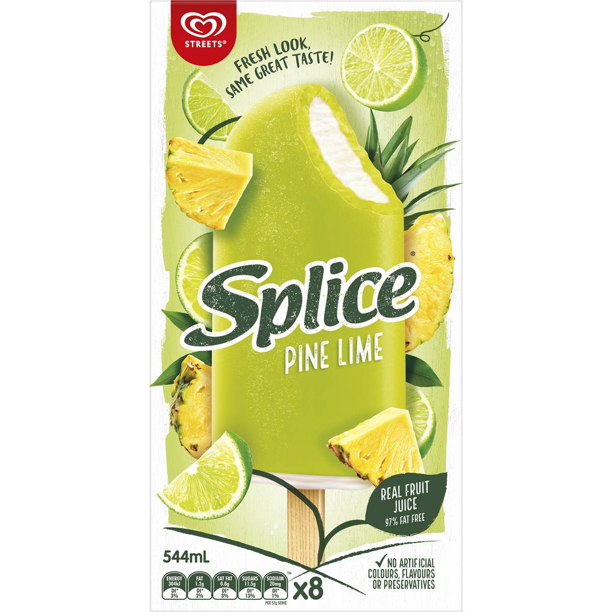 Splice Streets Pine Lime Ice Cream 8 Pack | Woolworths