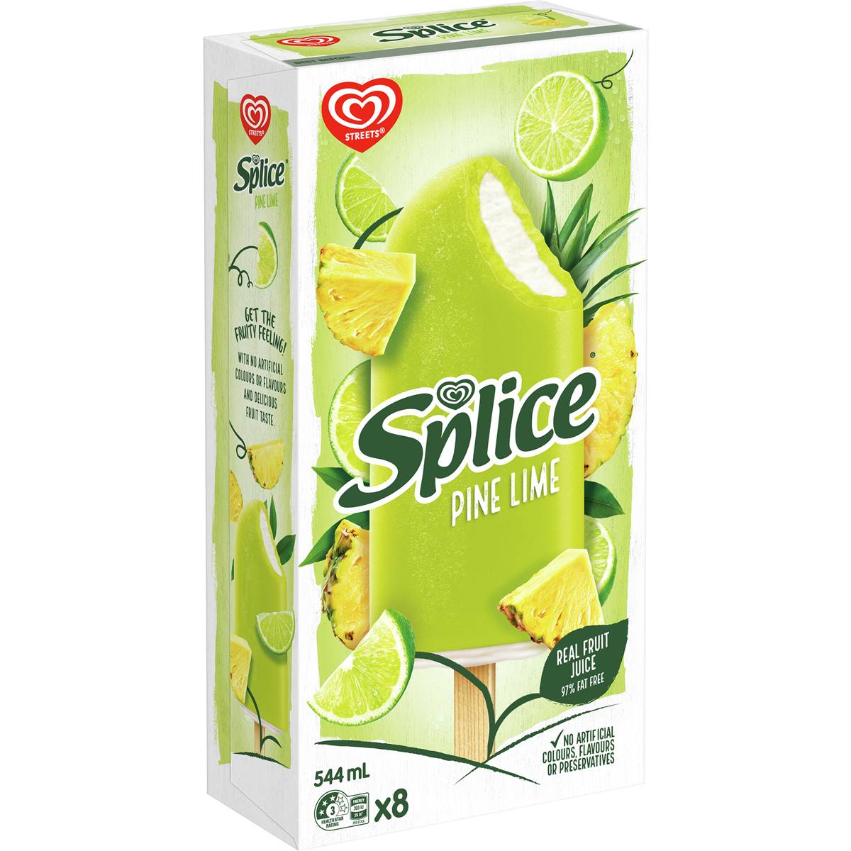 Splice Streets Pine Lime Ice Cream 8 Pack | Woolworths