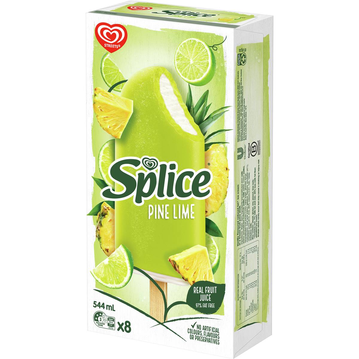 Splice Streets Pine Lime Ice Cream 8 Pack | Woolworths