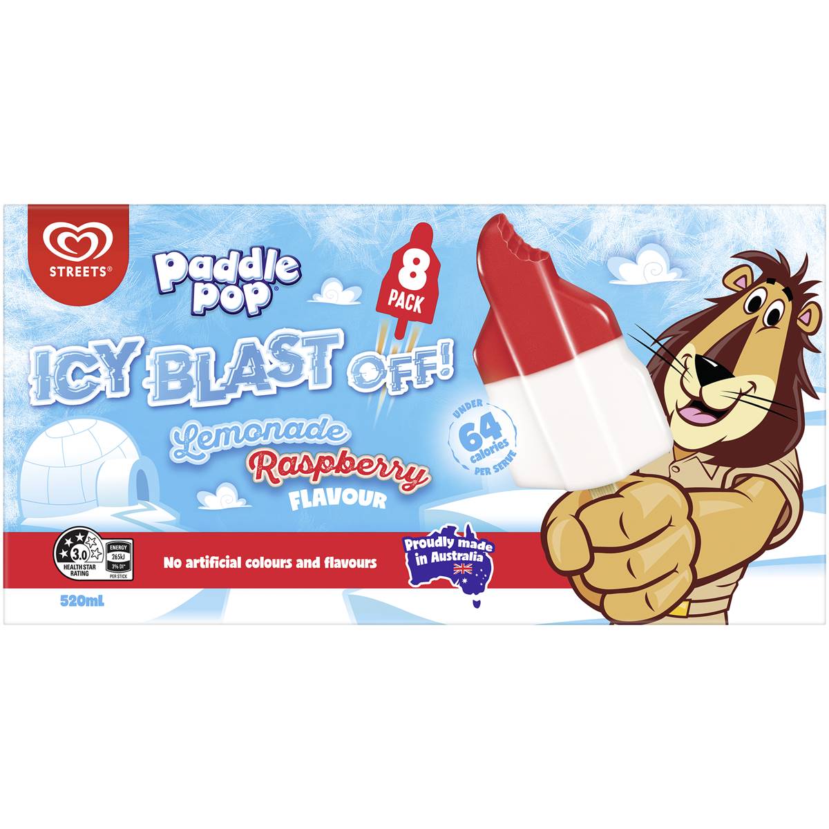Streets Paddle Pop Icy Blast Lemonade Raspberry 8 Pack | Woolworths