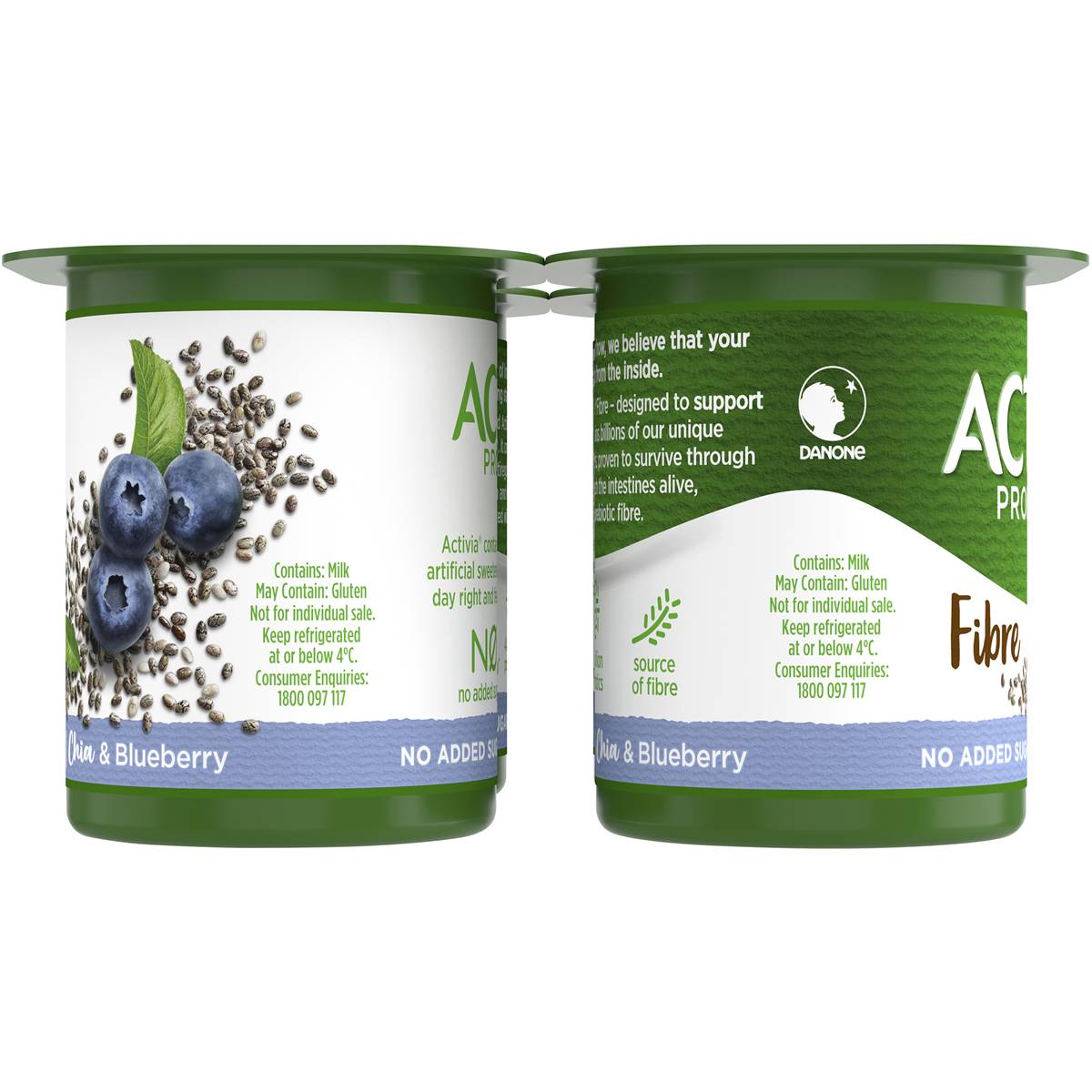 Activia Breakfast Probiotic Yoghurt Blueberry & Chia 4 Pack | Woolworths