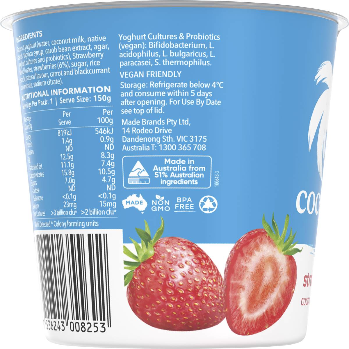 Cocobella Dairy Free Coconut Yoghurt Strawberry 150g | Woolworths Cocobella Dairy Free Coconut Yoghurt Strawberry 150g | Woolworths