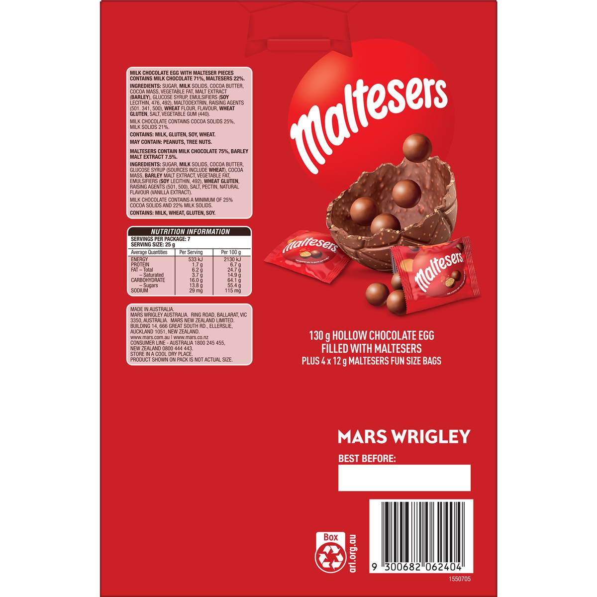 Maltesers Milk Chocolate Easter Egg Gift Box 175g | Woolworths