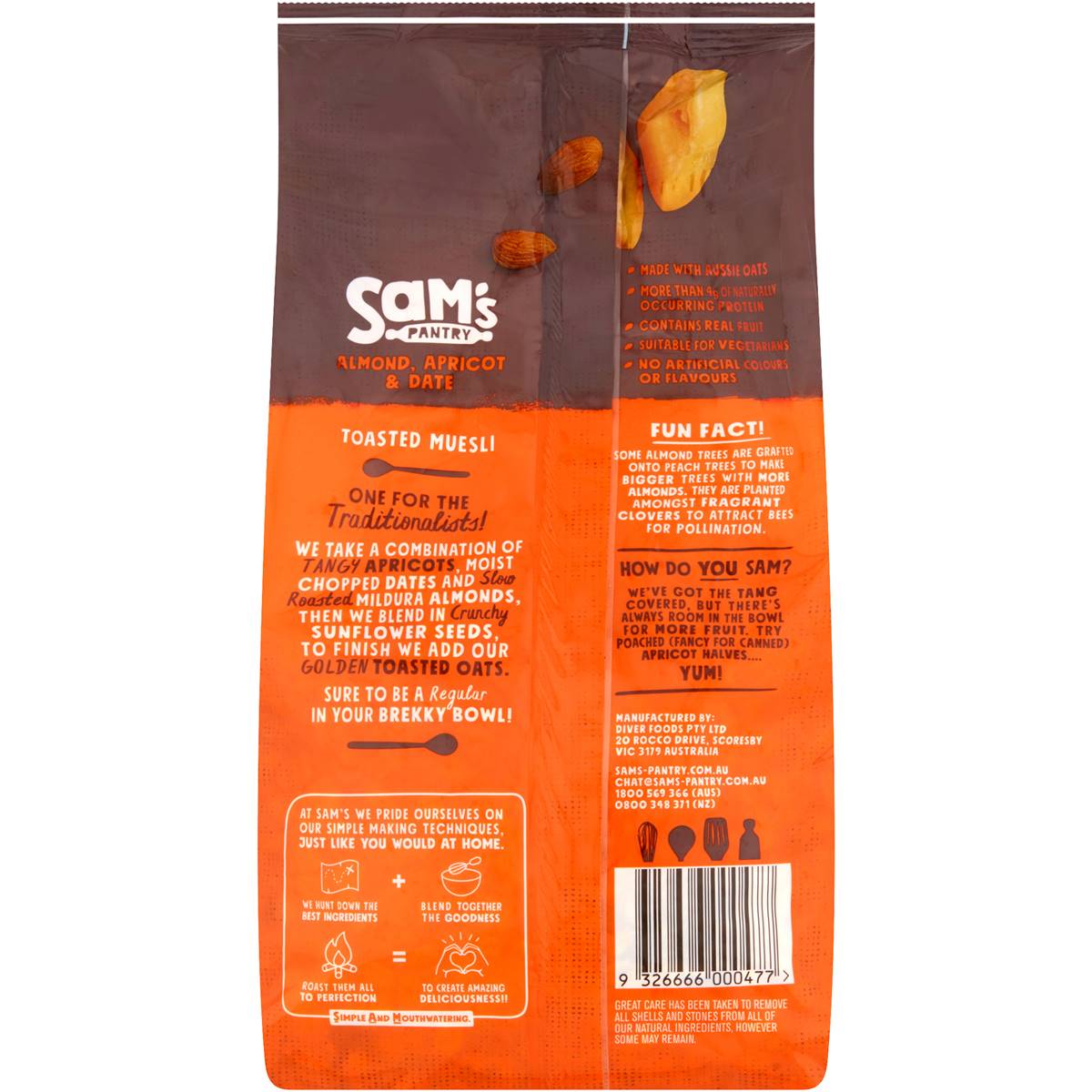 Sam's Pantry Almond, Apricot & Date Toasted Muesli 750g | Woolworths