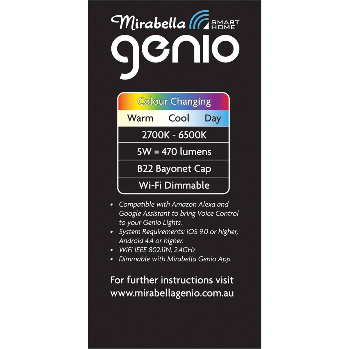 Mirabella Genio Wifi Dimmable 5w Led Round Bayonet Cap Each | Woolworths Mirabella Genio Wifi Dimmable 5w Led Round Bayonet Cap Each | Woolworths
