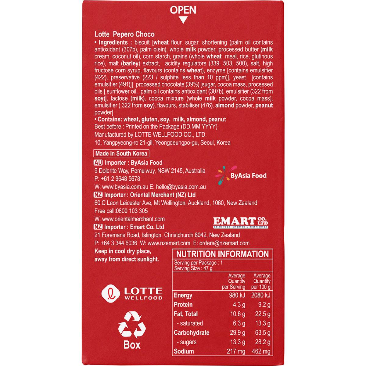 Lotte Pepero Chocolate Original Stick & Biscuit 47g | Woolworths