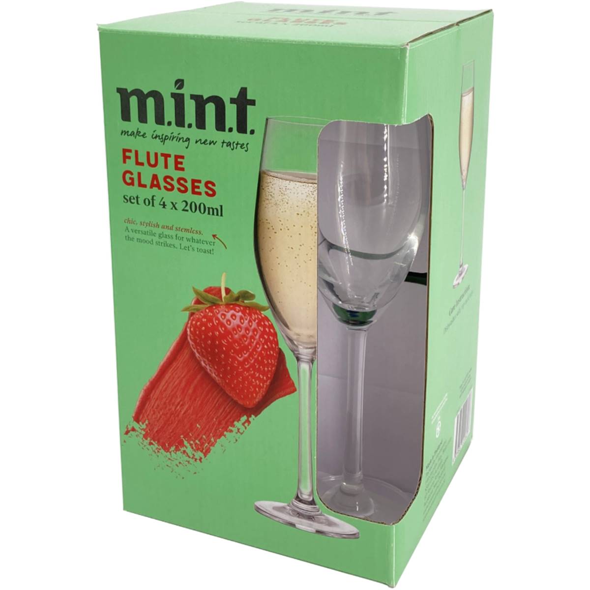 Mint Flute Glasses 200ml 4 Pack Woolworths