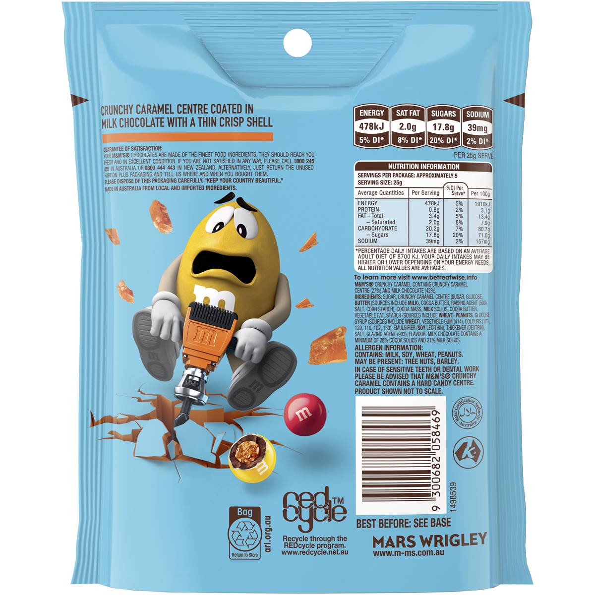 M&m's Crunchy Caramel Chocolate Snack & Share Bag 130g | Woolworths