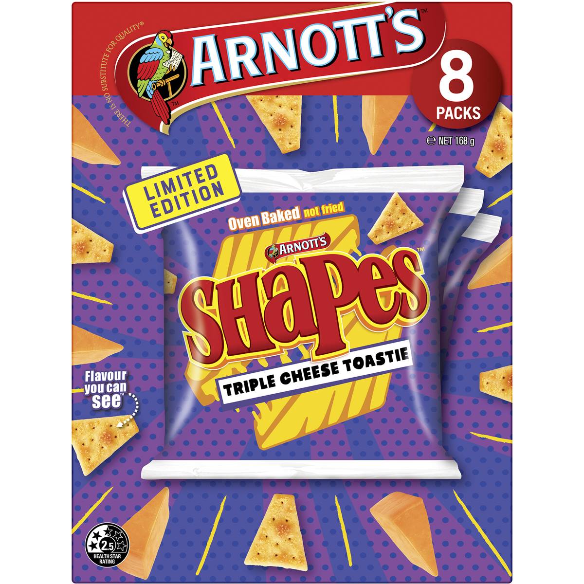 Arnott's Shapes Crackers Triple Cheese Toastie 8 Pack | Woolworths