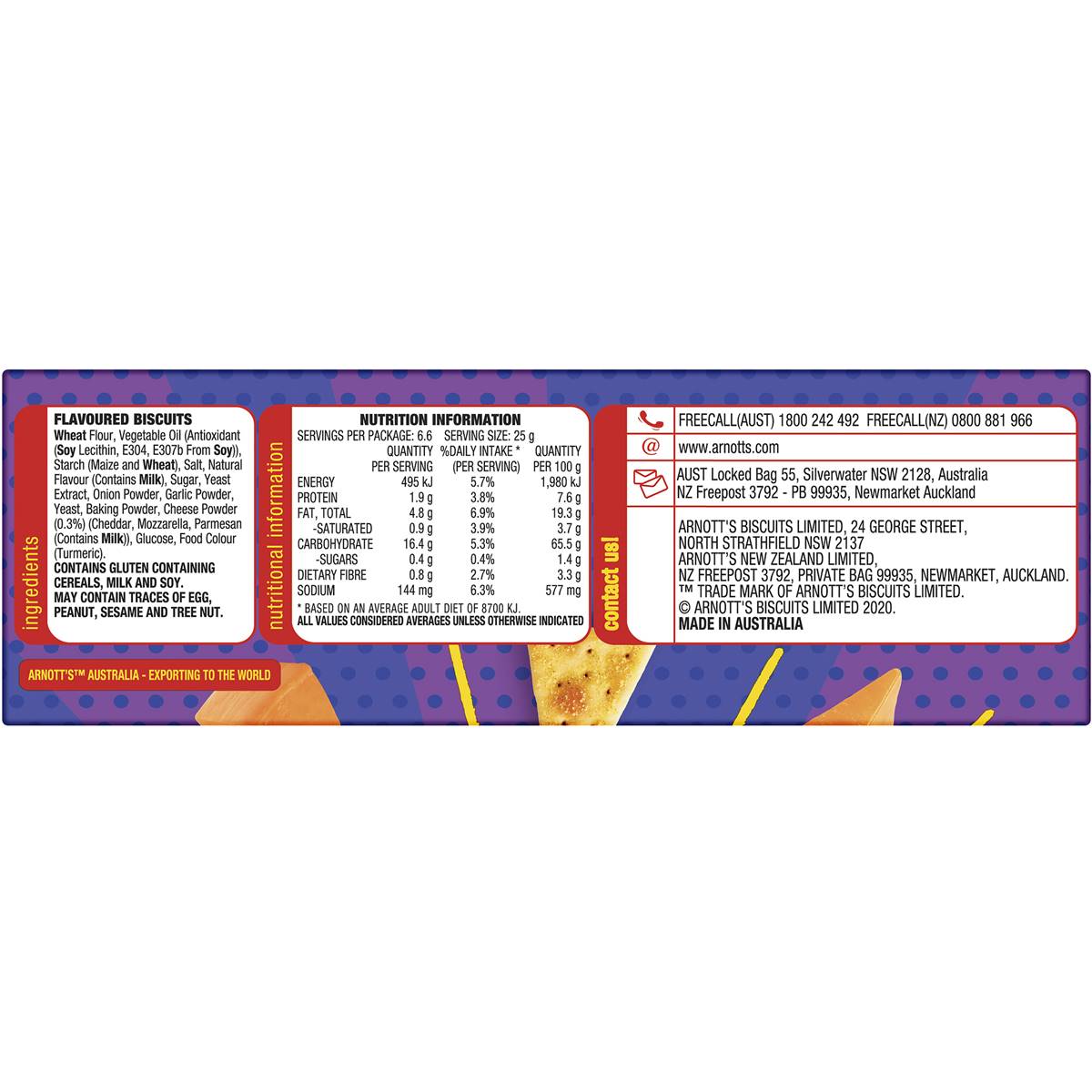 Arnott's Shapes Crackers Biscuits Cheese Toastie 165g | Woolworths