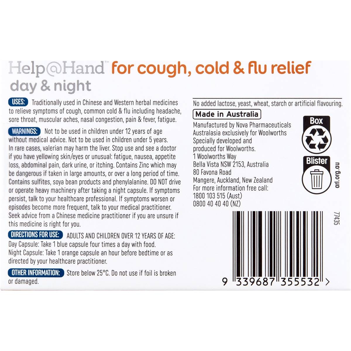 Help@hand Cough, Cold & Flu Soft Gel Caps 24 Pack | Woolworths