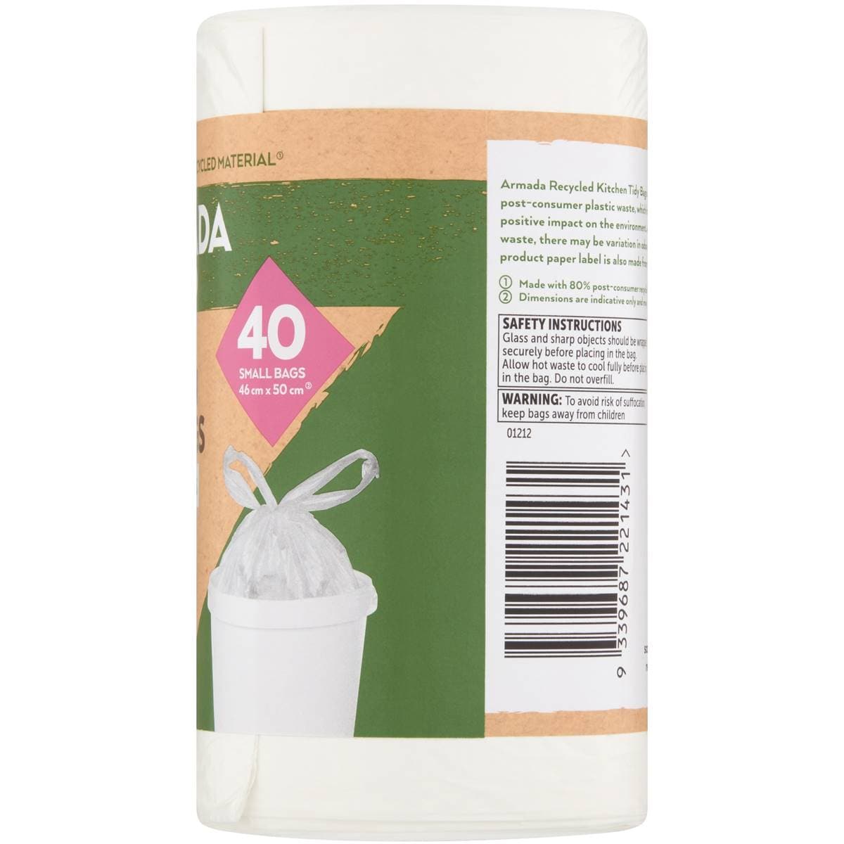 Armada Recycle Kitchen Tidy Bags Small 40 Pack | Woolworths