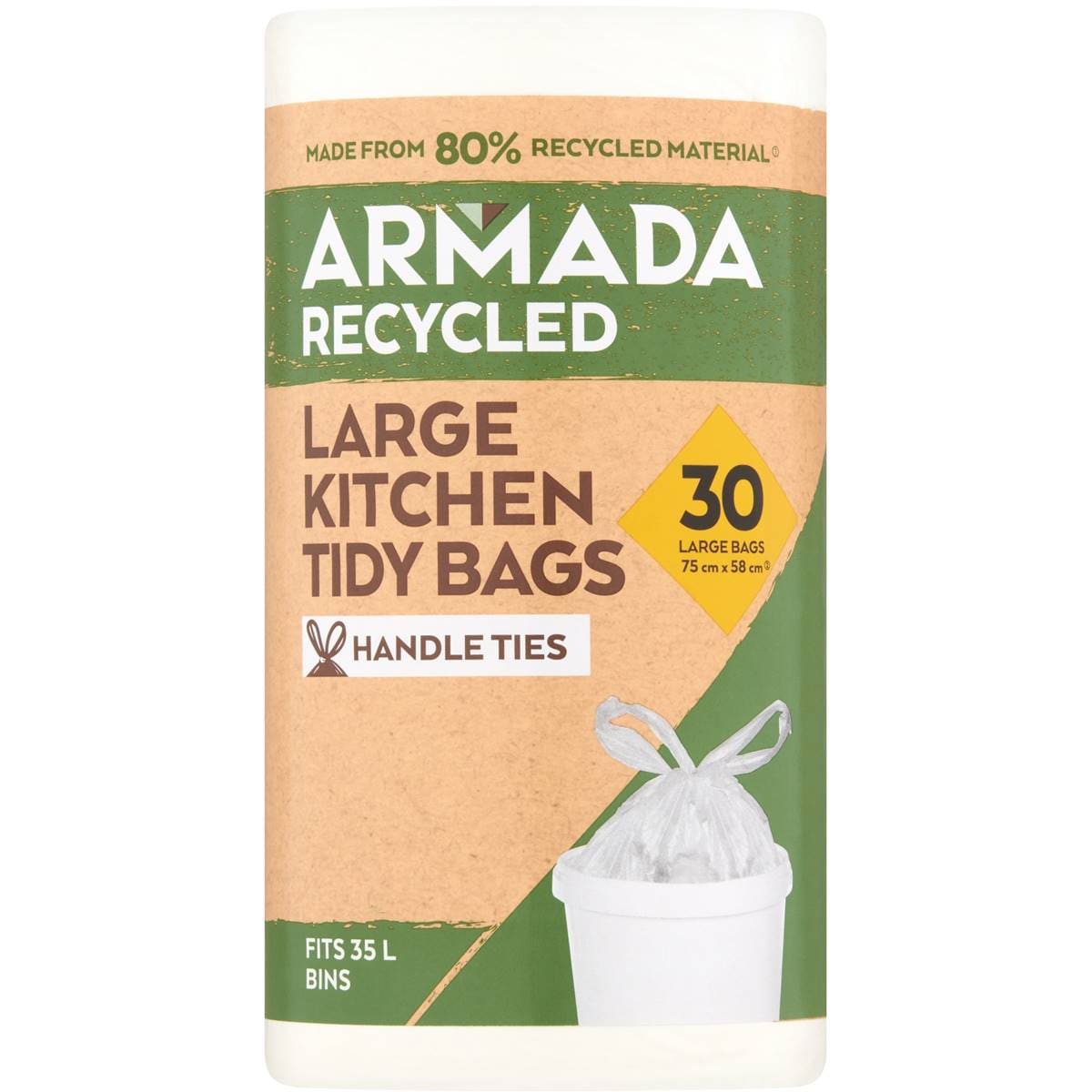 Armada Recycle Kitchen Tidy Bags Large 30 Pack | Woolworths