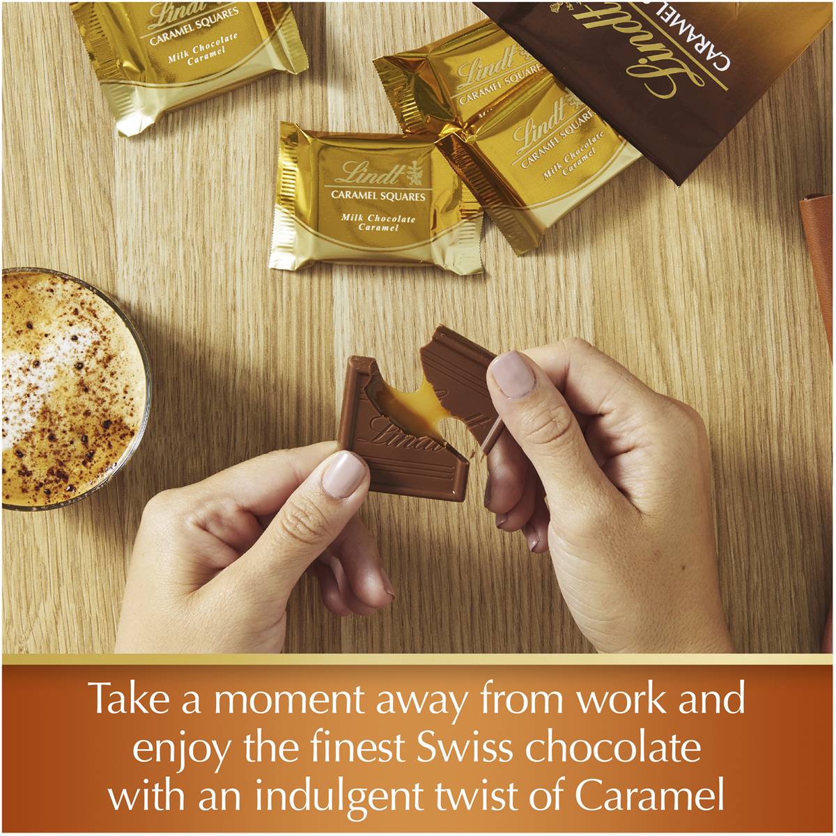 Lindt Caramel Squares Milk Chocolate Bag 124g | Woolworths