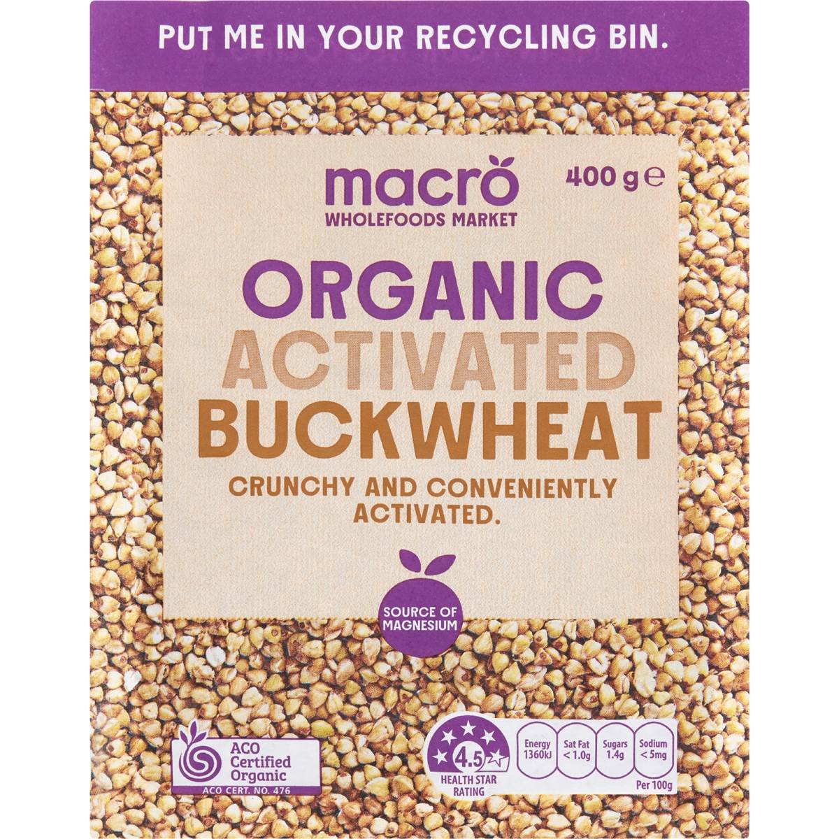 Macro Certified Organic Activated Buckwheat 400g | Woolworths