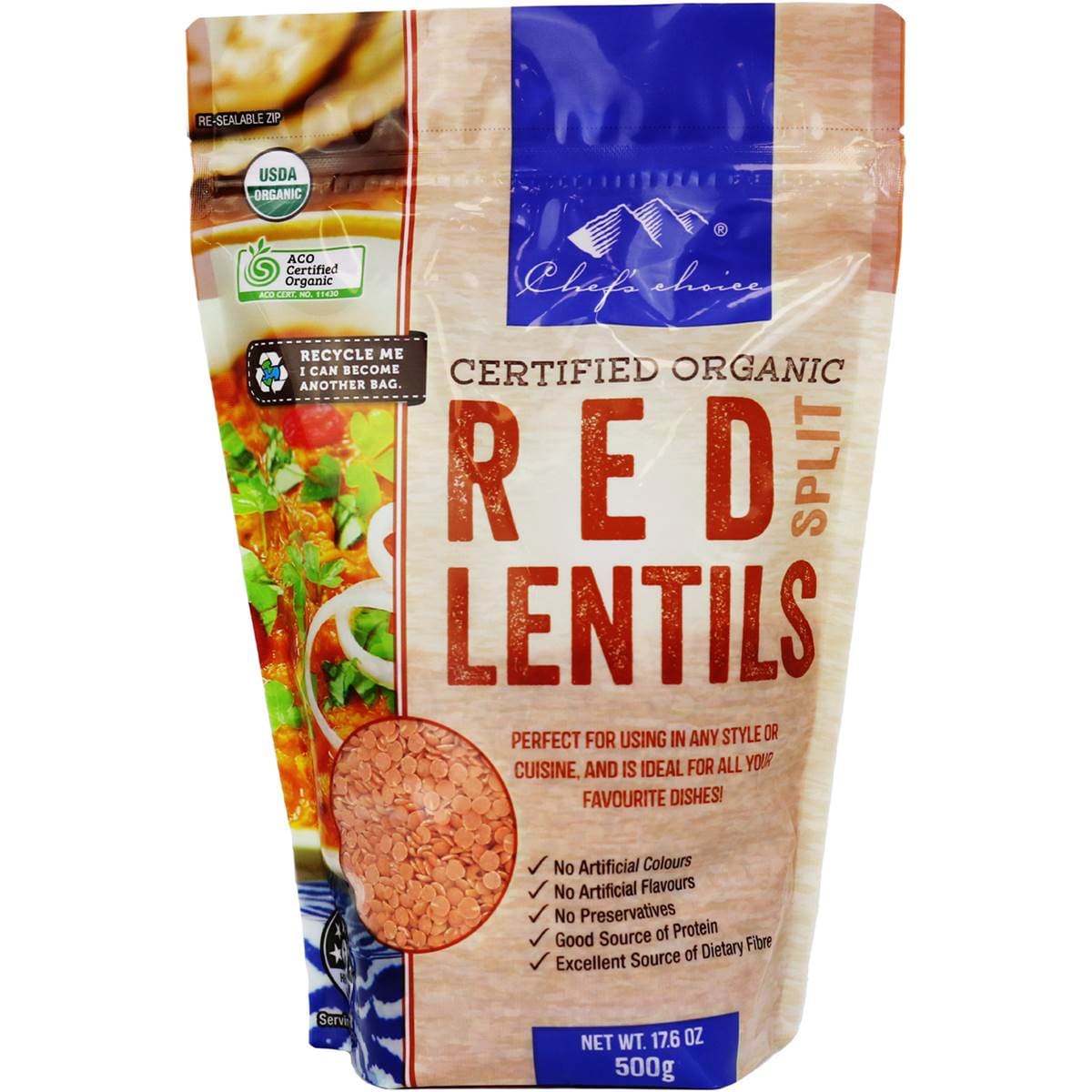 Chef's Choice Organic Split Red Lentils 500g | Woolworths