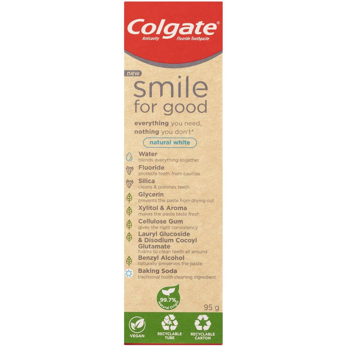 Colgate Smile For Good Natural White Vegan Eco Toothpaste 95g | Woolworths