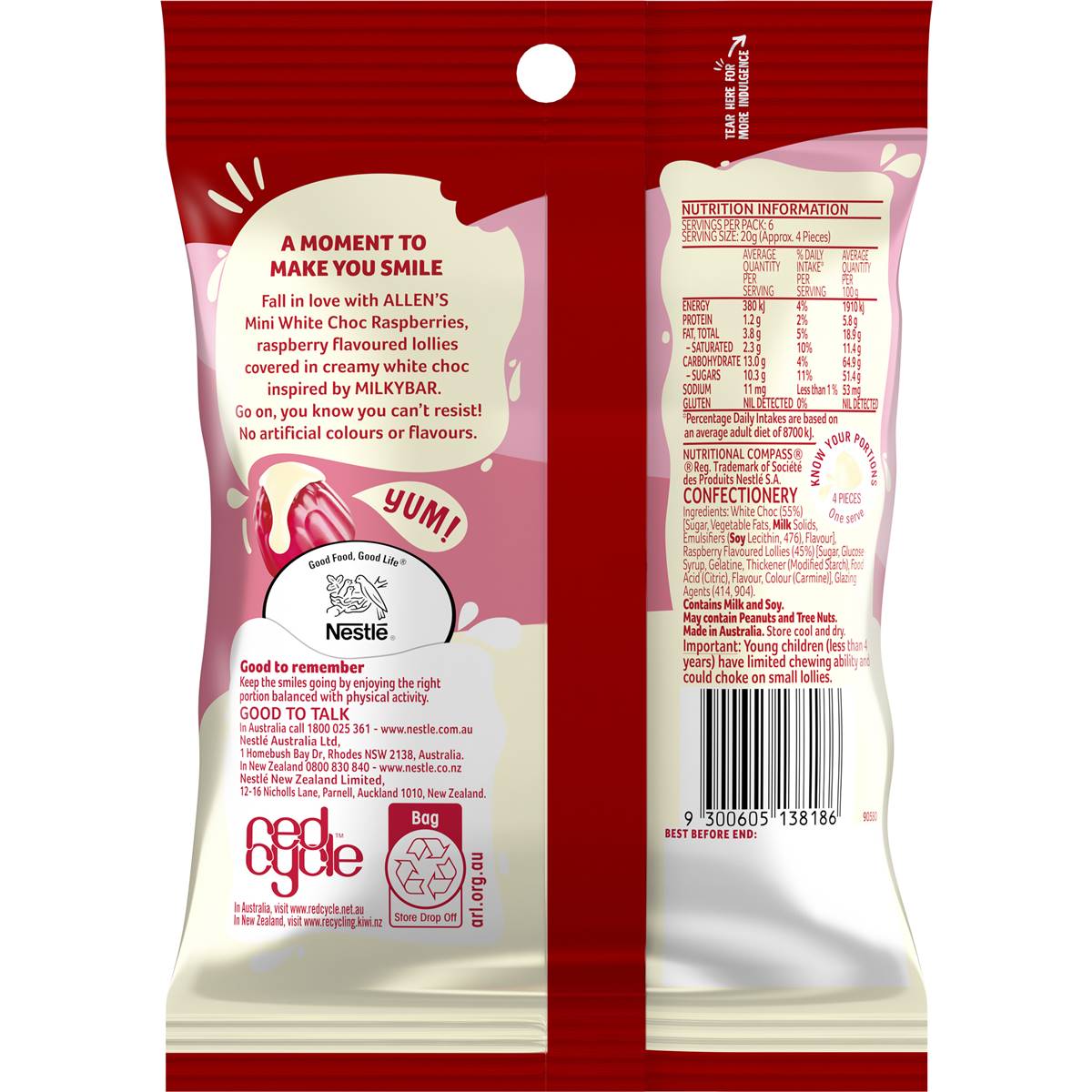Allen's Bites Mini White Choc Raspberries 120g | Woolworths