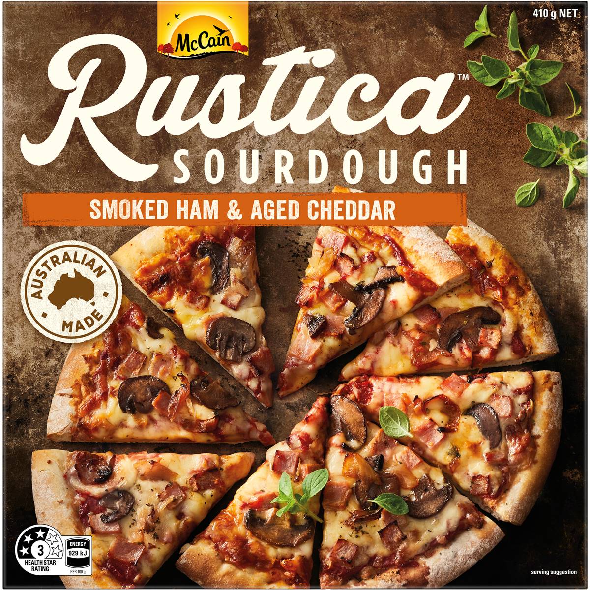 Mccain Rustica Sourdough Smoked Ham & Aged Cheddar Pizza 410g | Woolworths