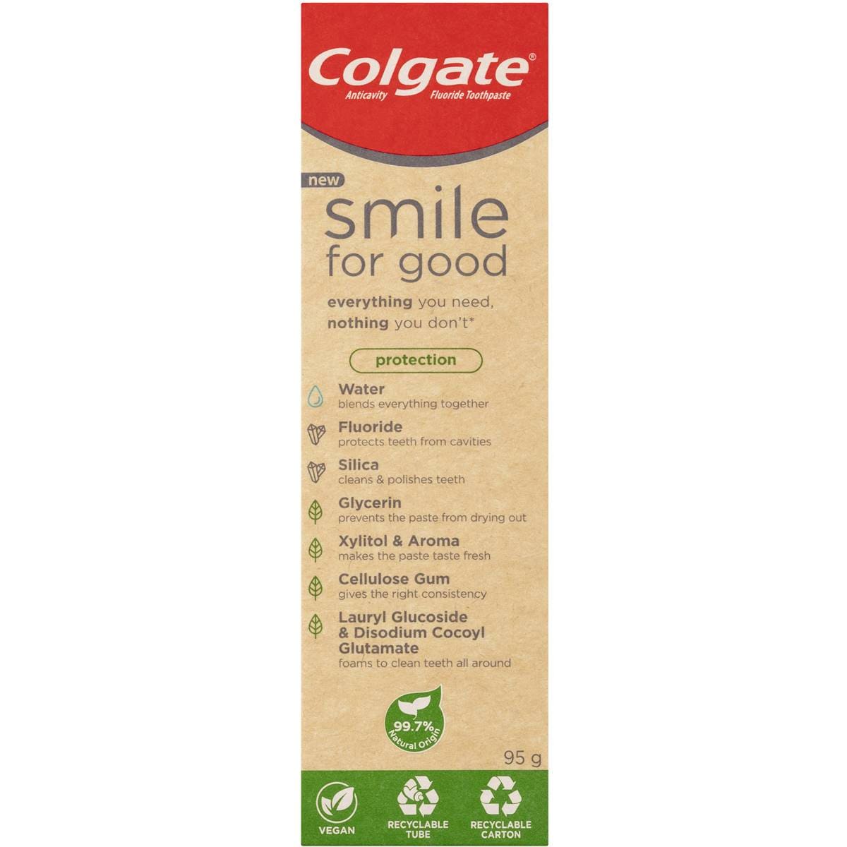 Colgate Smile For Good Protection Vegan Eco Toothpaste 95g | Woolworths