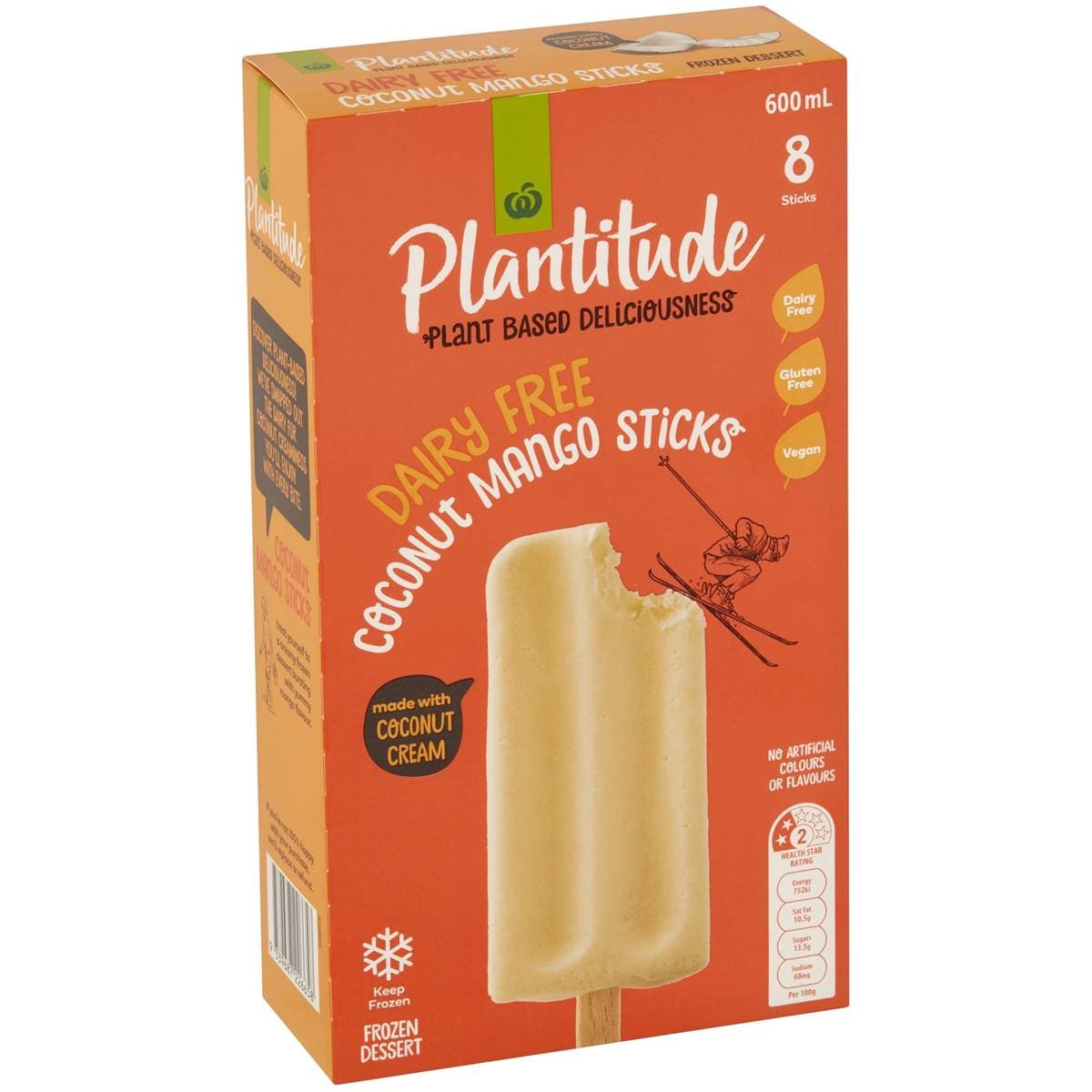 Woolworths Plantitude Dairy Free Coconut Mango Sticks 8 Pack | Woolworths