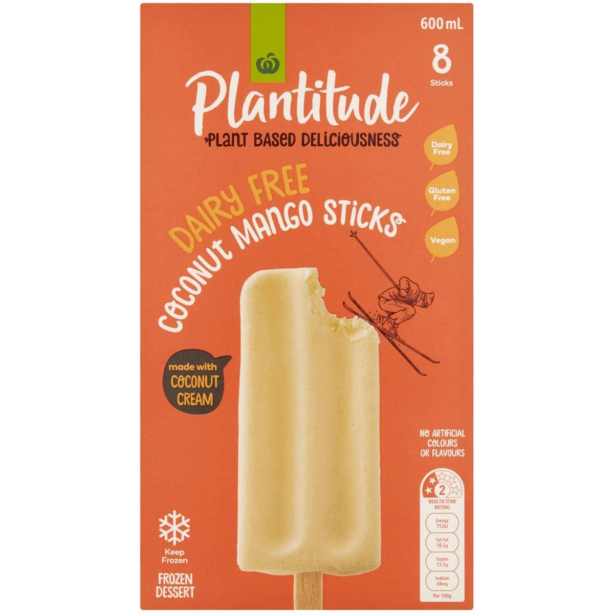 Woolworths Plantitude Dairy Free Coconut Mango Sticks 8 Pack | Woolworths