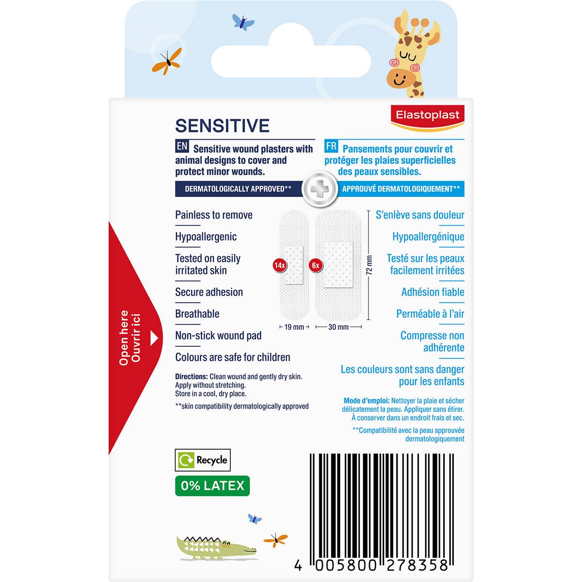 Elastoplast Sensitive Plasters For Kids With Animal Print 20 Pack | Woolworths
