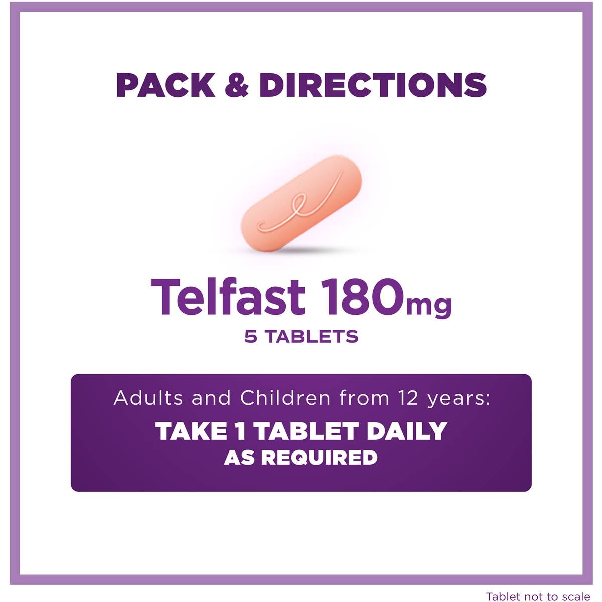 Telfast Hayfever Allergy Relief 180mg Antihistamine Tablets 5 Pack ...