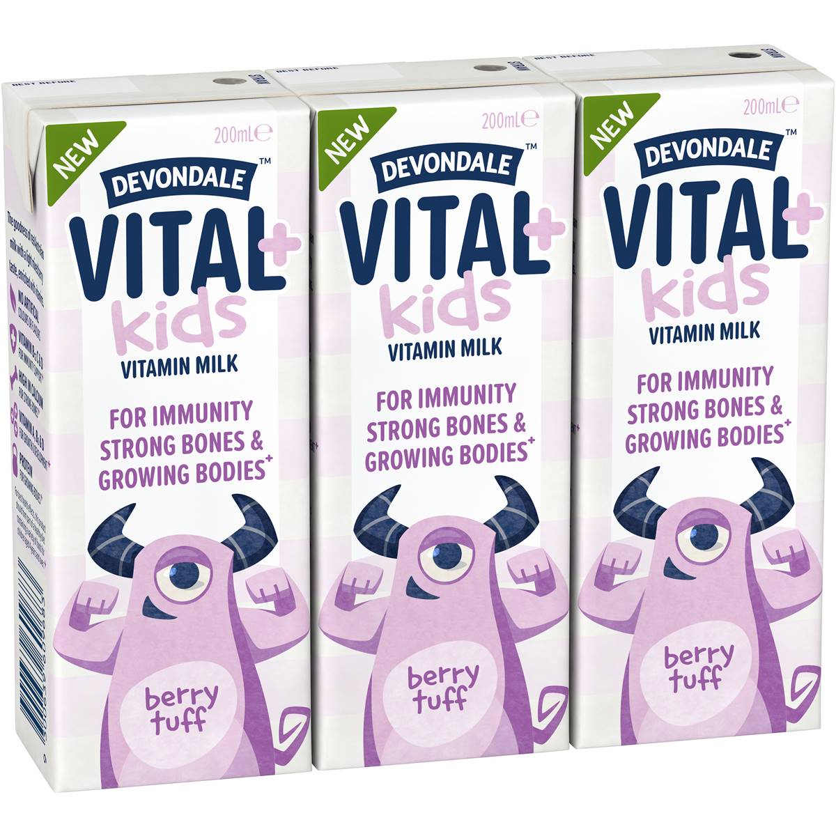 Devondale Vital Kids Vitamin Milk Berry Tuff 3 Pack | Woolworths