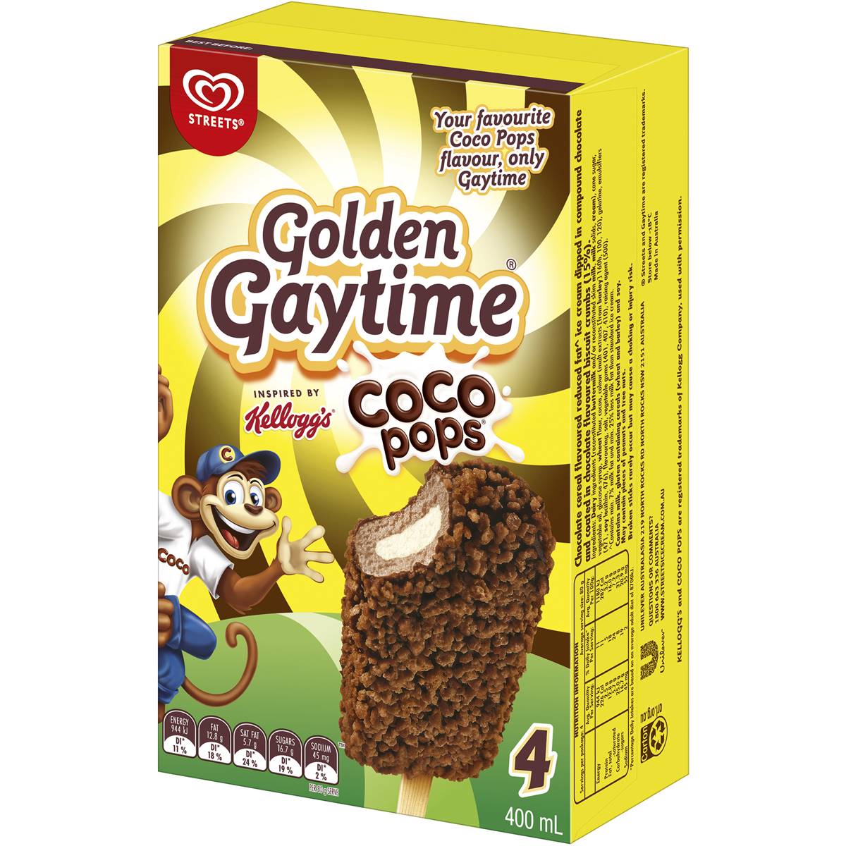 Golden Gaytime Streets Ice Cream Coco Pops 100ml X 4 Pack | Woolworths