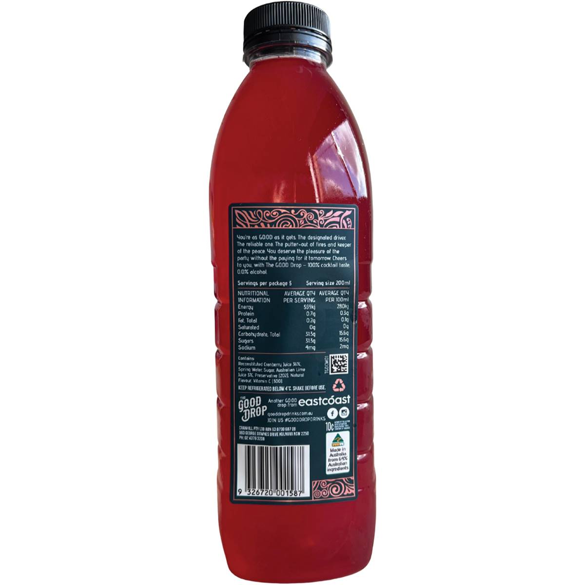 Eastcoast The Good Drop Cosmopolitan Non Alcoholic Cocktail 1l | Woolworths
