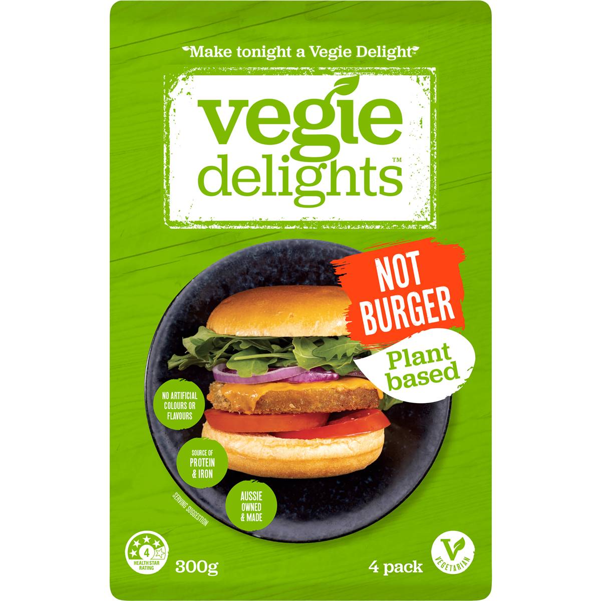 Vegie Delights Plant Based Not Burger 4 Pack | Woolworths