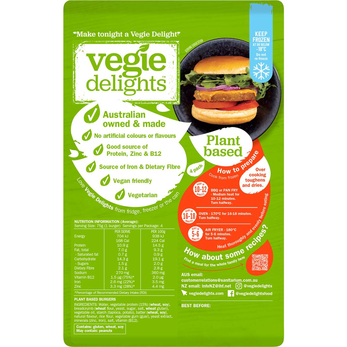Vegie Delights Plant Based Not Burger 4 Pack | Woolworths