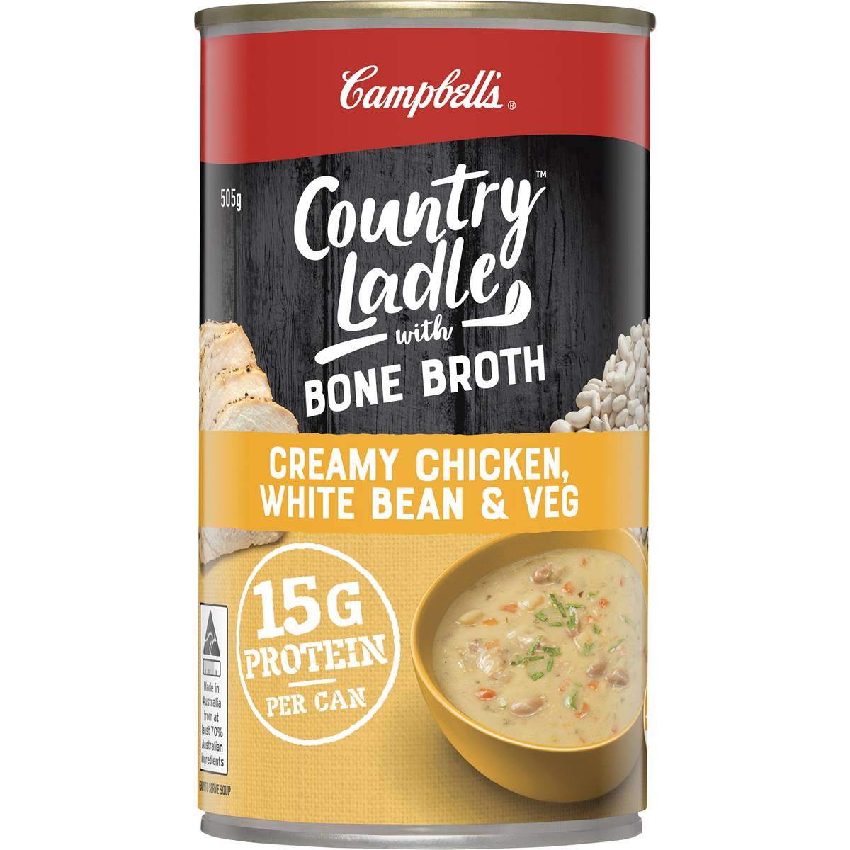 Campbell's Country Ladle Soup With Bone Broth Creamy Chicken Bean Veg ...