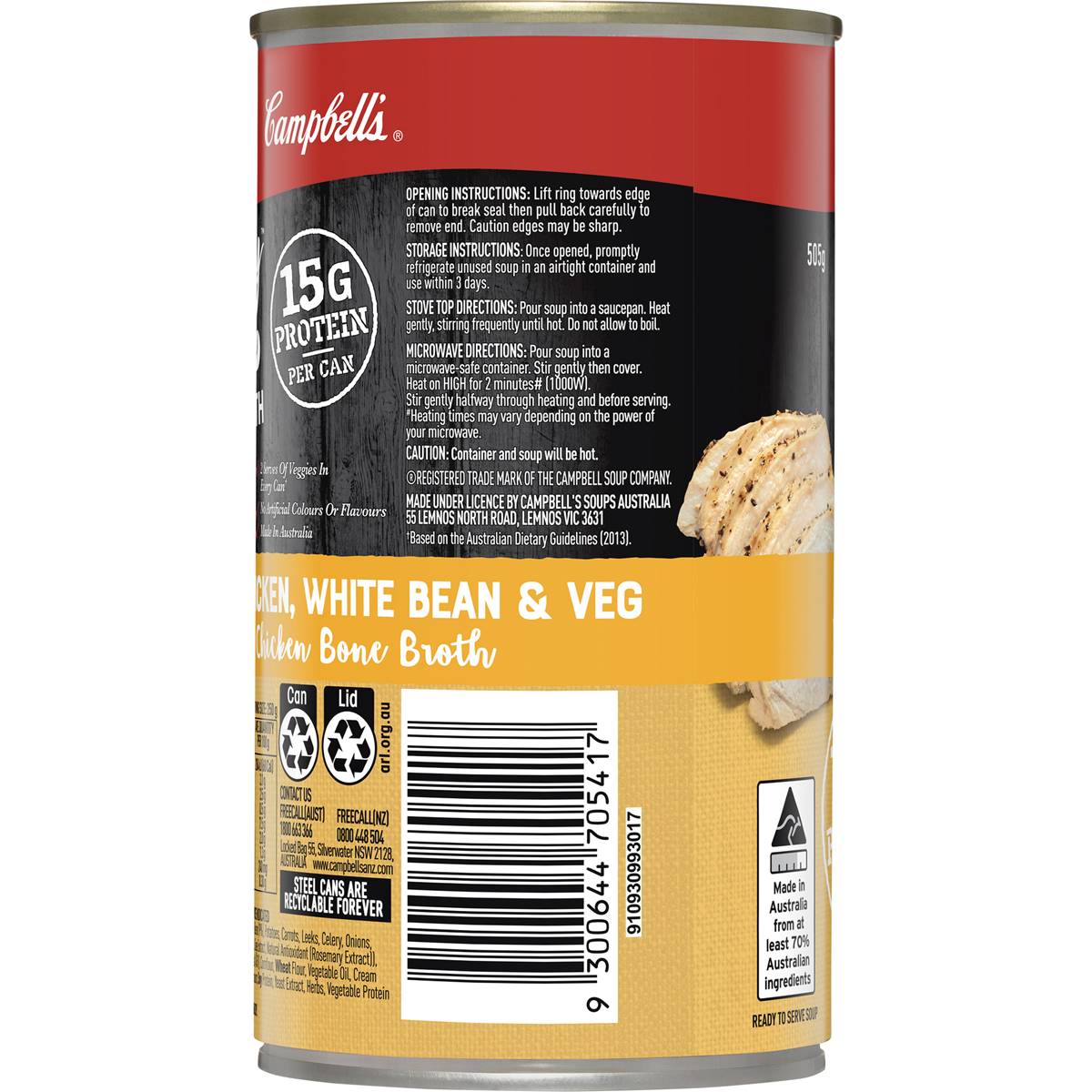 Campbell's Country Ladle Soup With Bone Broth Creamy Chicken Bean Veg ...