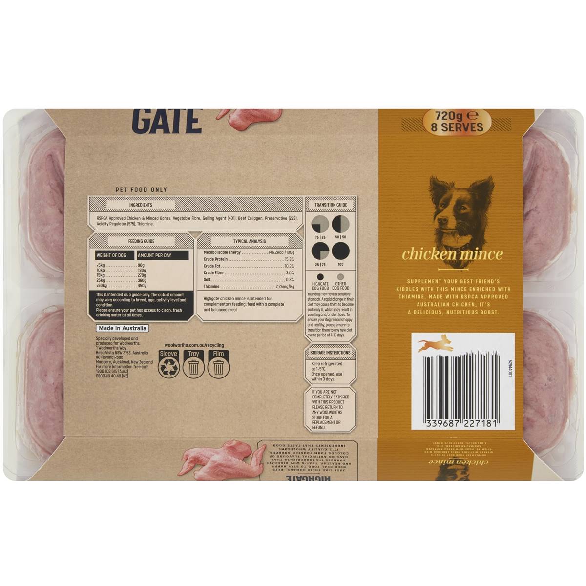 High Gate Chicken Mince Dog Food 720g | Woolworths