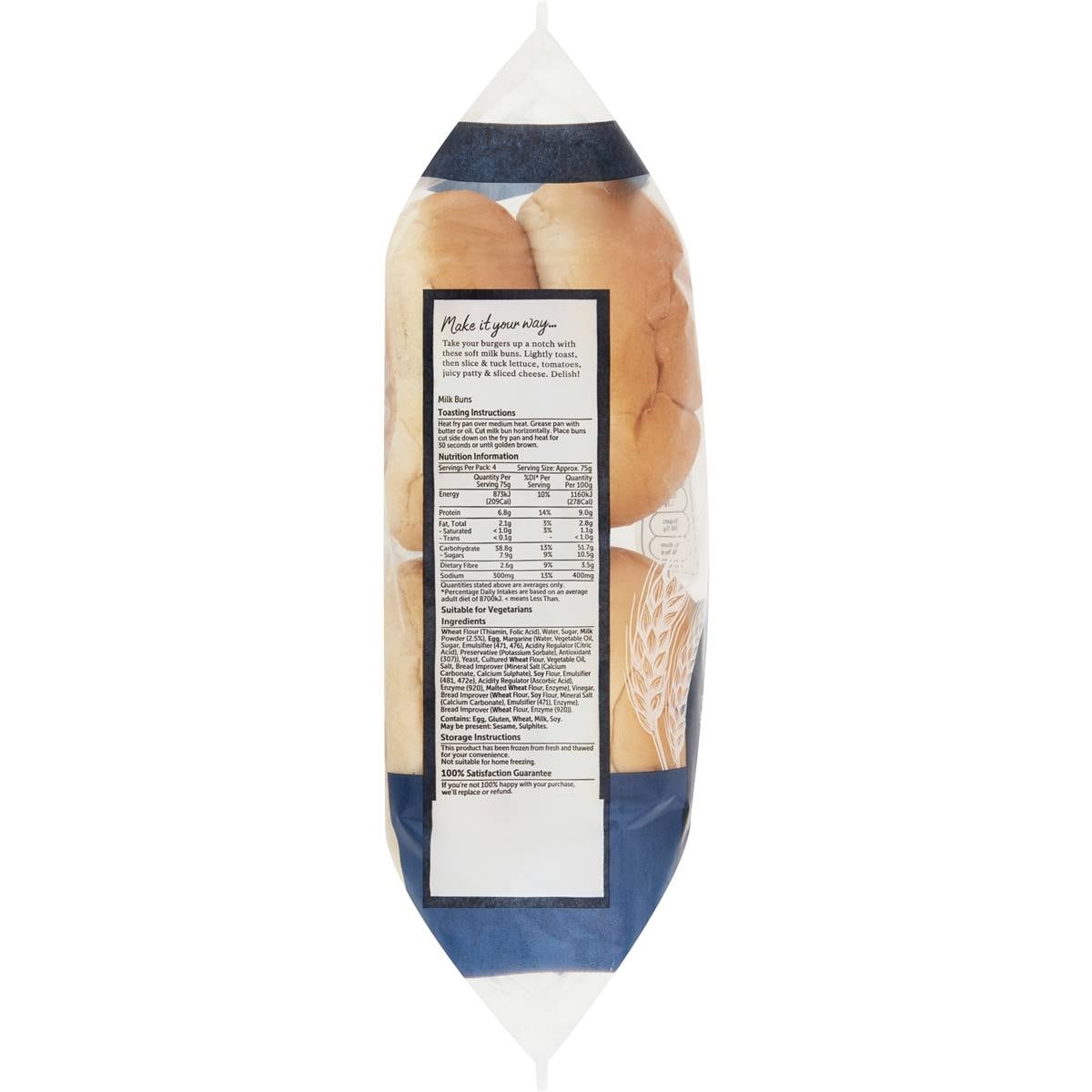 Woolworths Soft & Glazed Milk Buns 4 Pack | Woolworths
