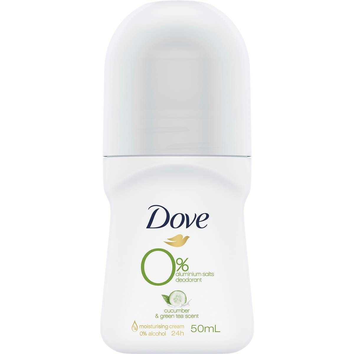 Dove Deodorant Roll On Cucumber & Green Tea Zero Aluminum 50ml | Woolworths