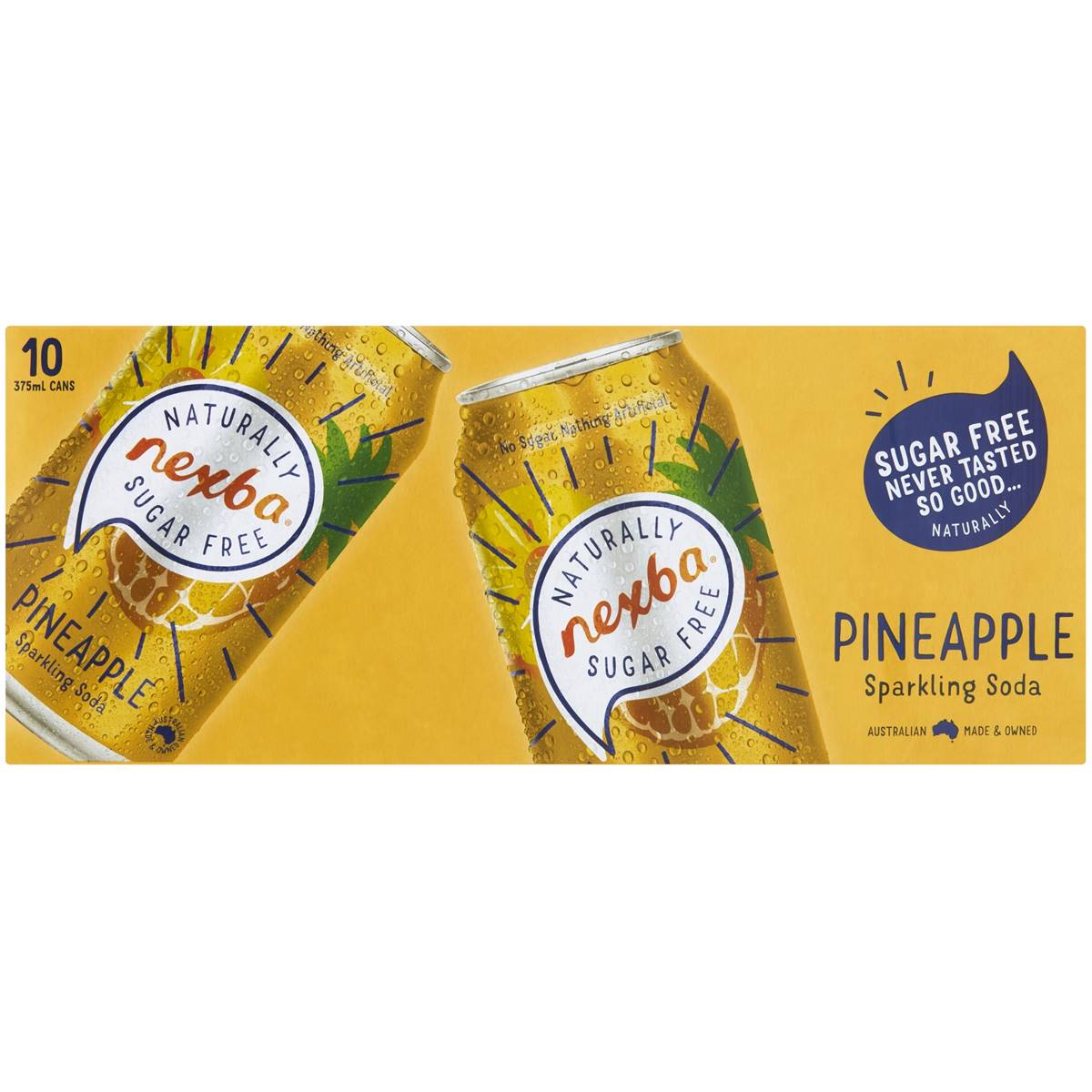Nexba Pineapple Sugar-free Sparkling Soda Cans 375ml X10 Pack | Woolworths