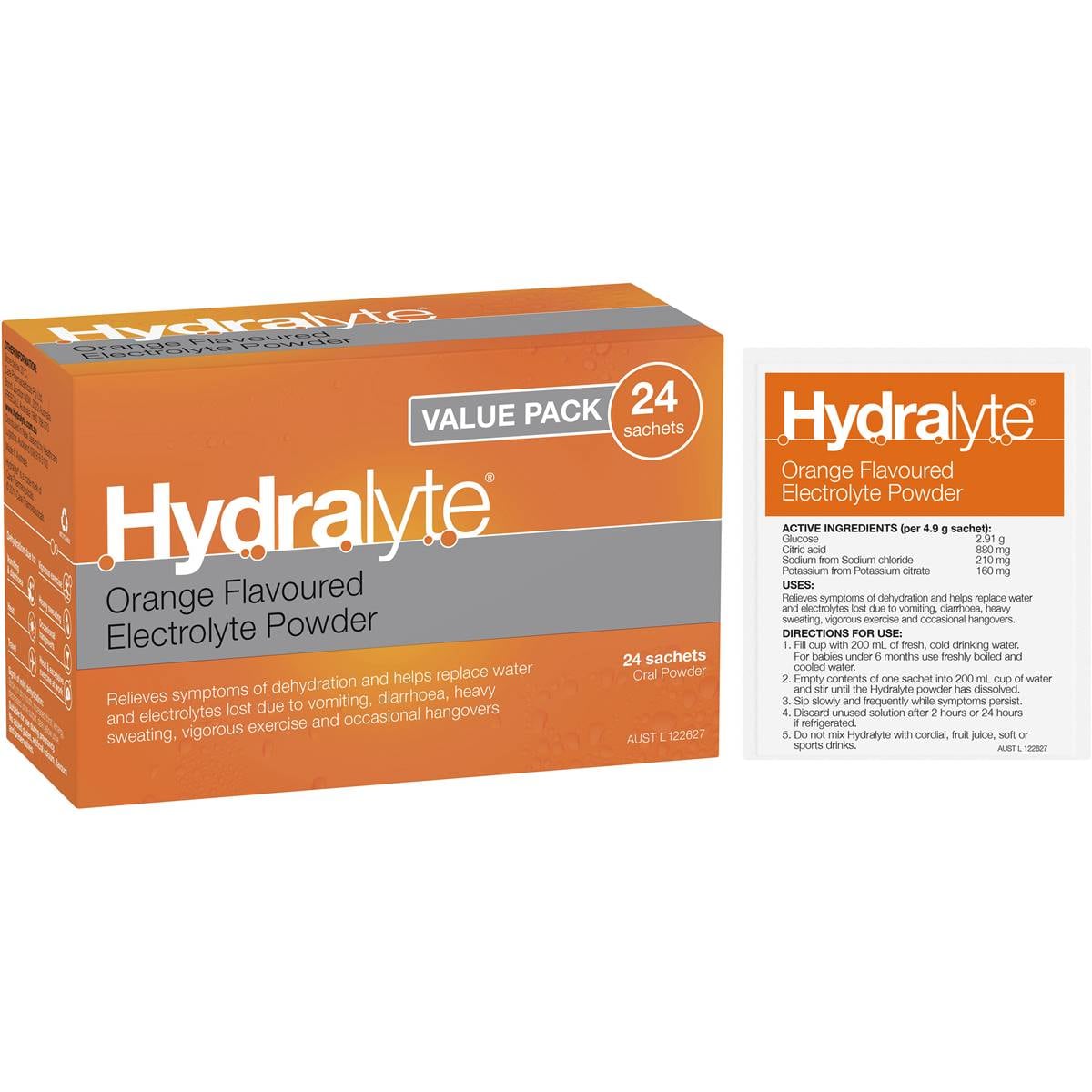 Hydralyte Sachets Orange 24 Pack | Woolworths