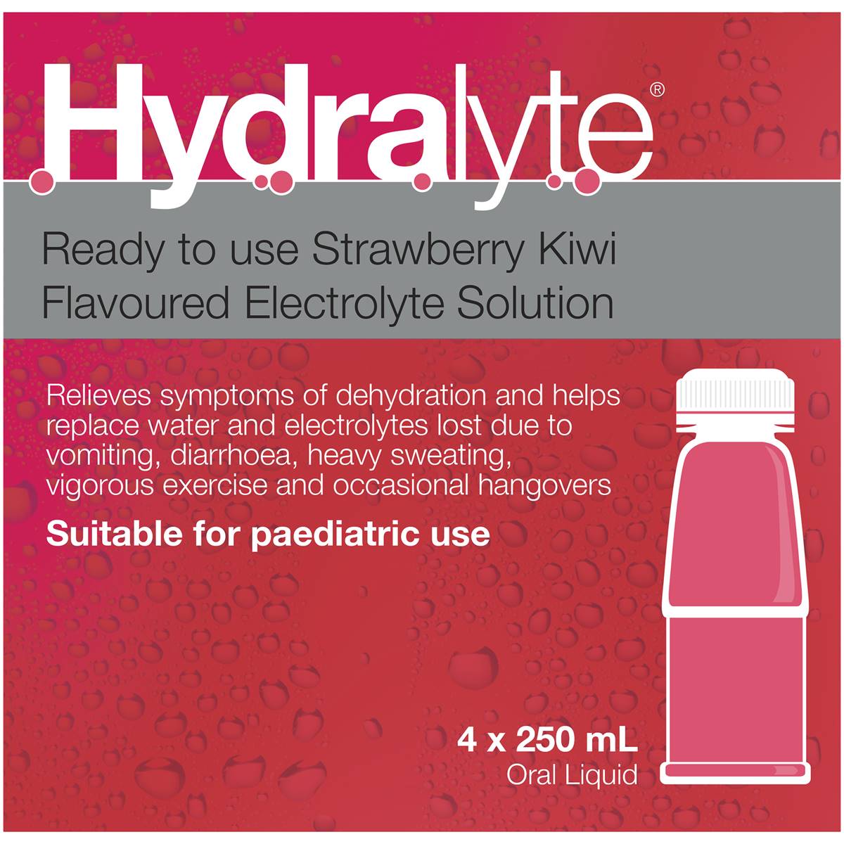 Hydralyte Liquid Strawberry Kiwi 250ml X4 Pack | Woolworths