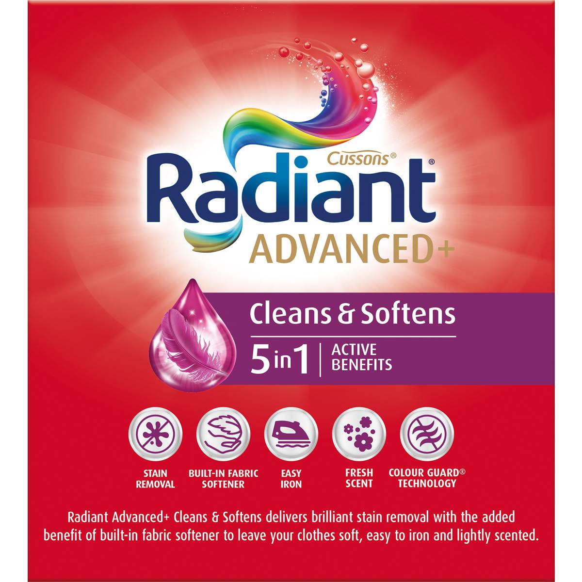 Radiant Advanced+ Cleans & Softens 5- In-1 Laundry Detergent Powder 1 ...