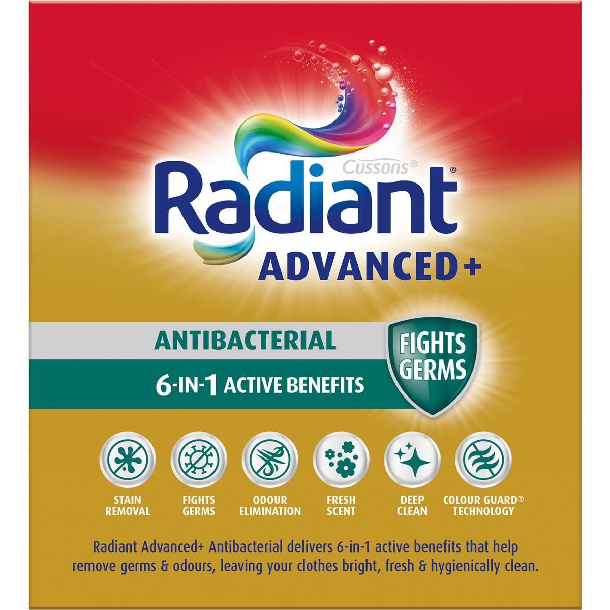 Radiant Advanced+ Antibacterial 6-in-1 Laundry Detergent Powder 1.8kg ...