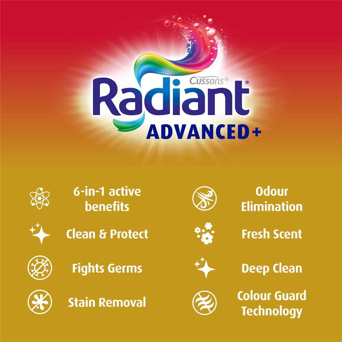 Radiant Advanced+ Antibacterial 6-in-1 Laundry Detergent Powder 1.8kg ...