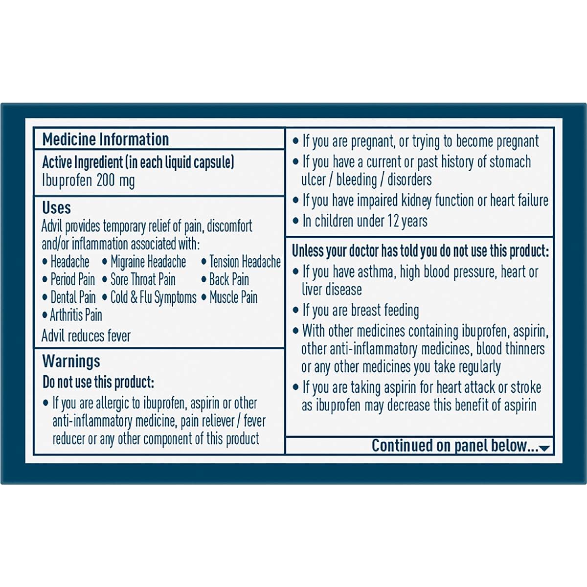 Advil Minis Liquid Capsules Ibuprofen Pain & Fever Relief 20 Pack ...