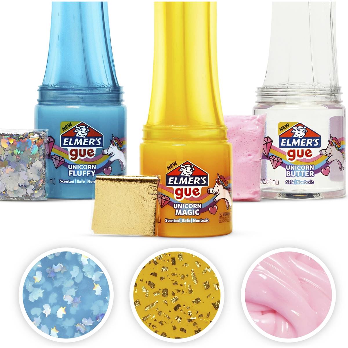 Elmer's Gue Premade Slime Unicorn Dream Slime Kit 3 Pack | Woolworths
