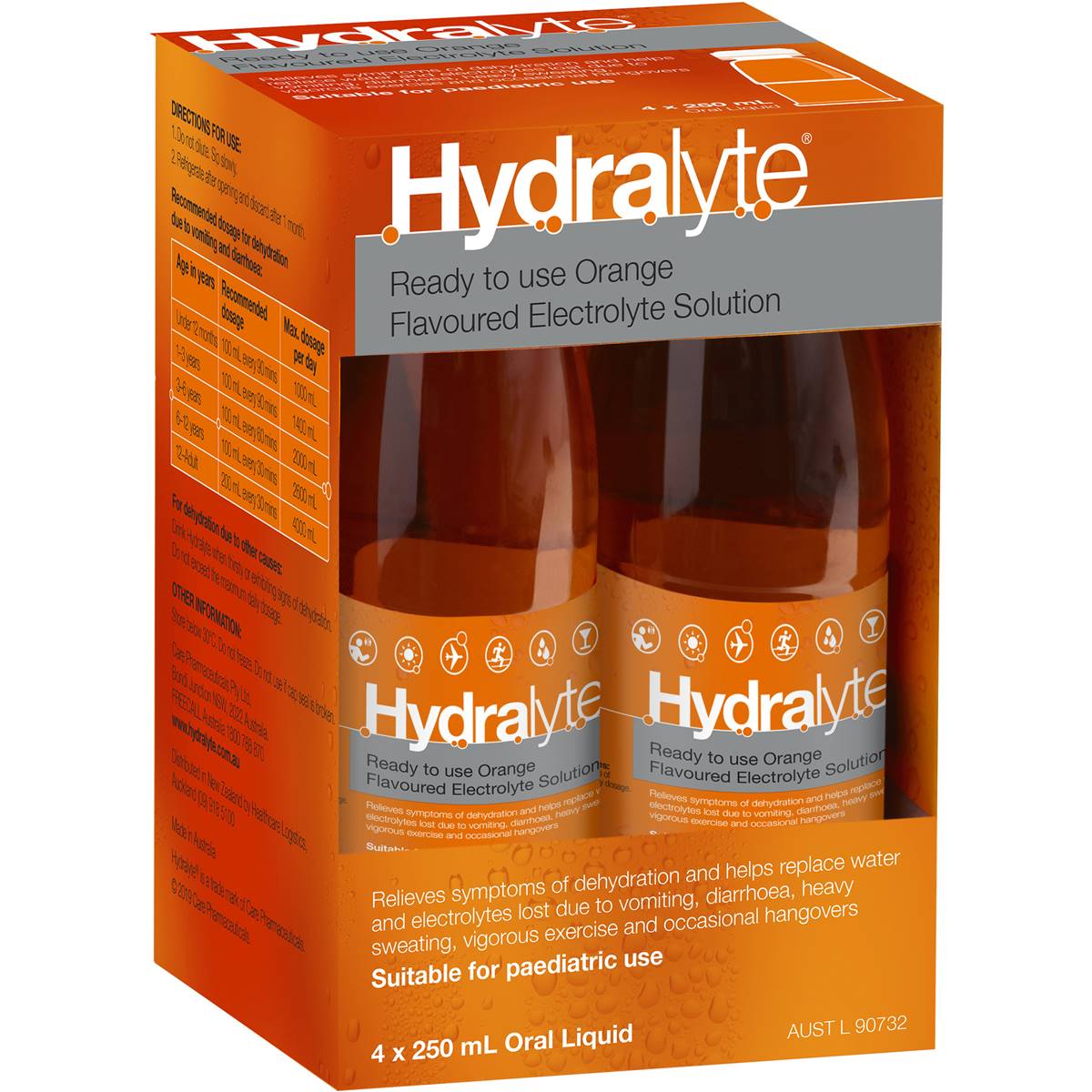 Hydralyte Liquid Orange 250ml X4 Pack | Woolworths
