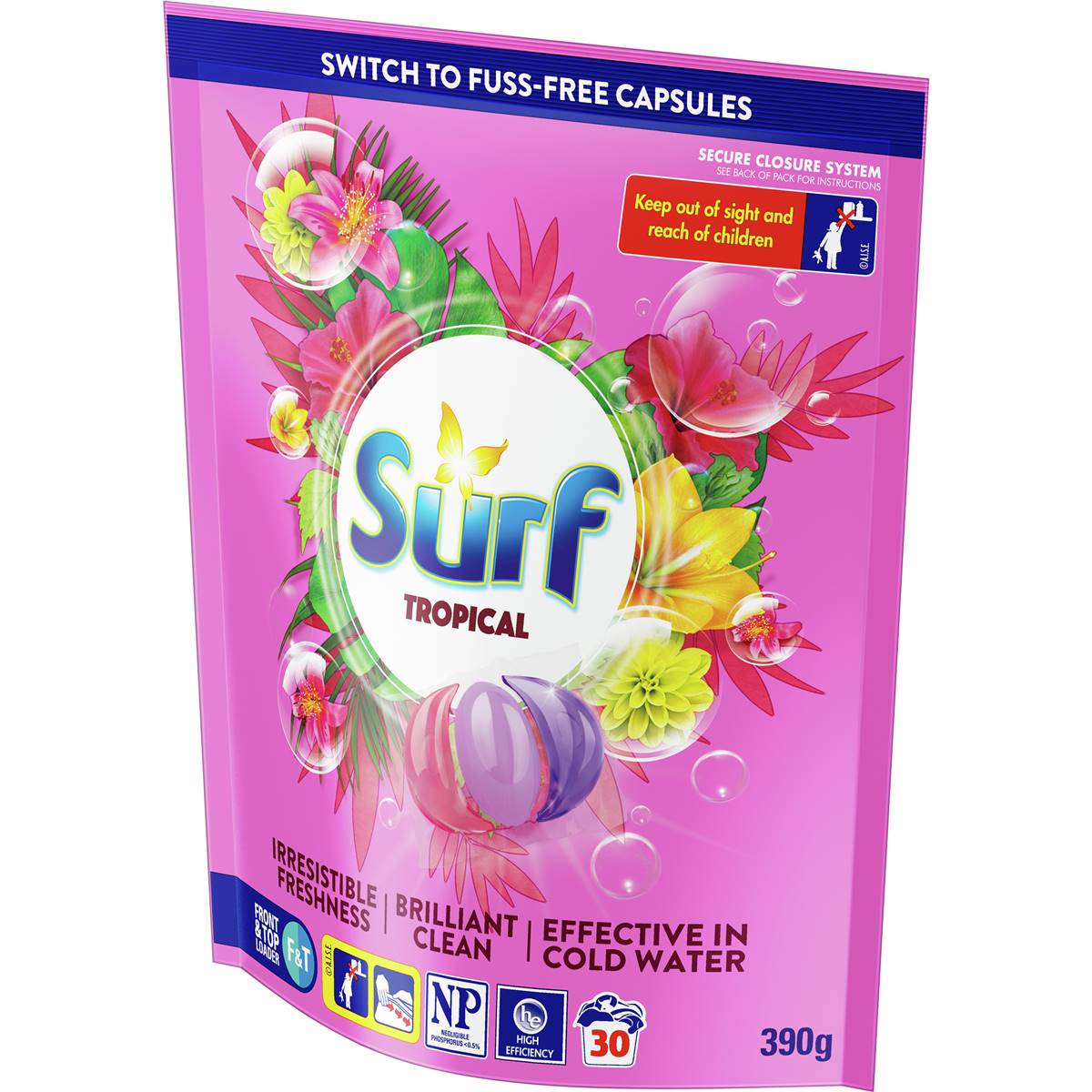 Surf Laundry Detergent Capsules Tropical 30 Washes 30 Pack | Woolworths