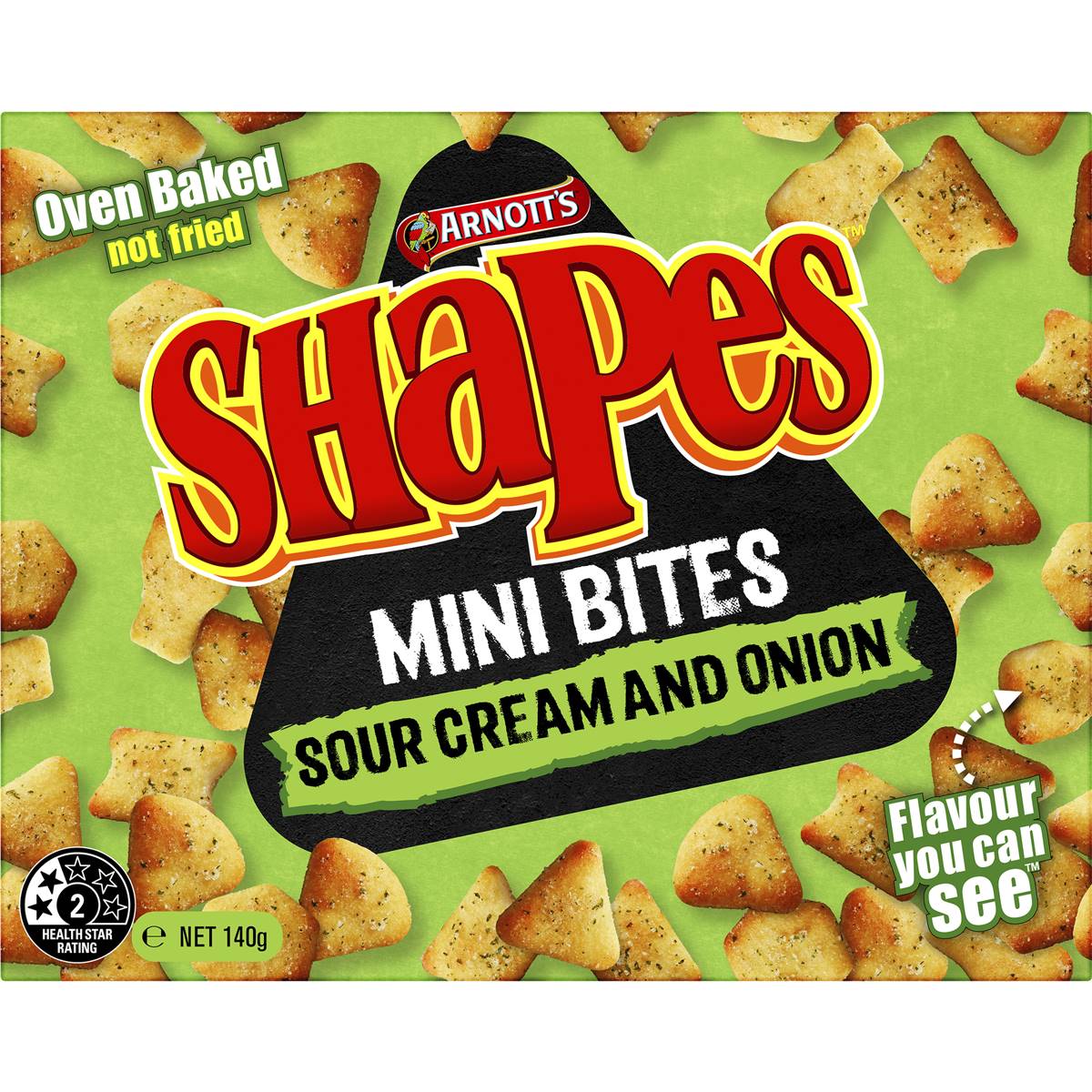 Arnott's Shapes Mini Bites Crackers Sour Cream & Onion 140g | Woolworths