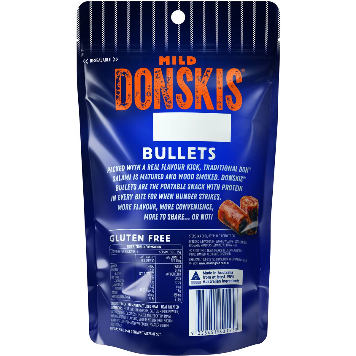 Don Donskis Bullets Mild Salami 100g | Woolworths